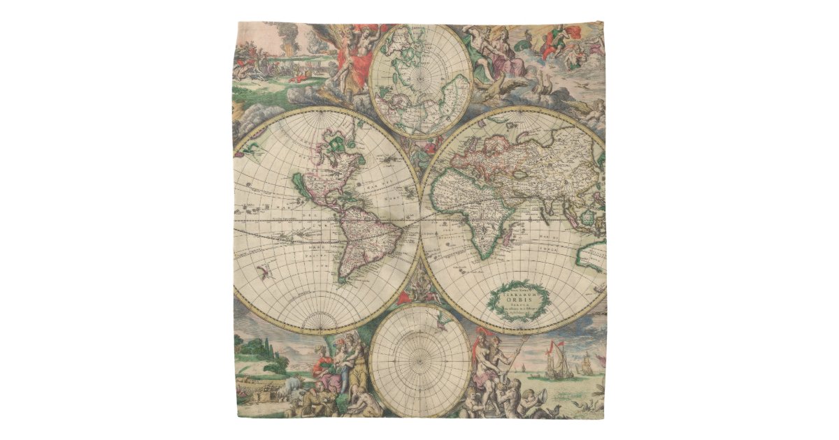 Antique World Map Bandana | Zazzle.com