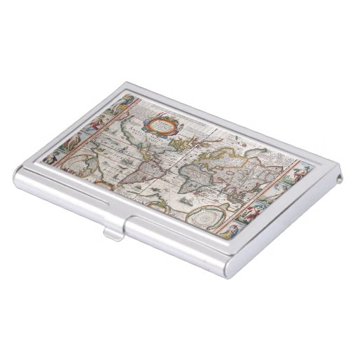 Antique World Map business card holder | Zazzle