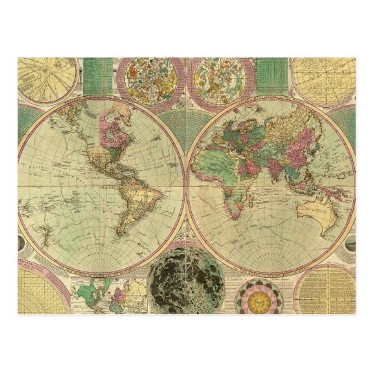 Antique World Map by Carington Bowles, circa 1780 Postcard | Zazzle.com
