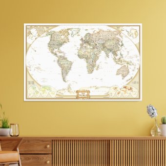 Antique World map canvas wrap print | Zazzle