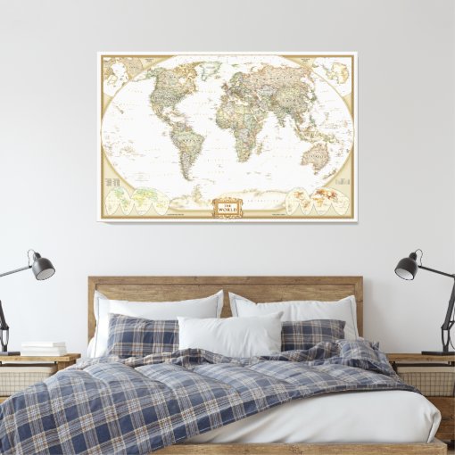 Antique World map canvas wrap print | Zazzle