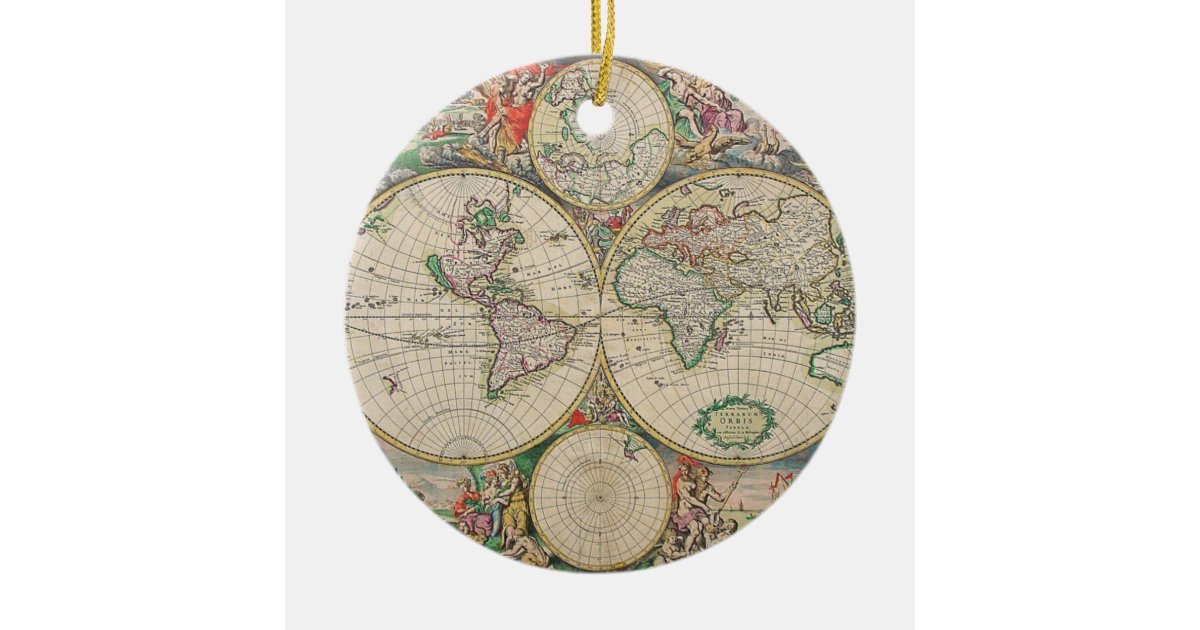 Antique World Map Ceramic Ornament | Zazzle