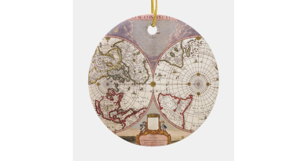 Antique World Map Ceramic Ornament | Zazzle