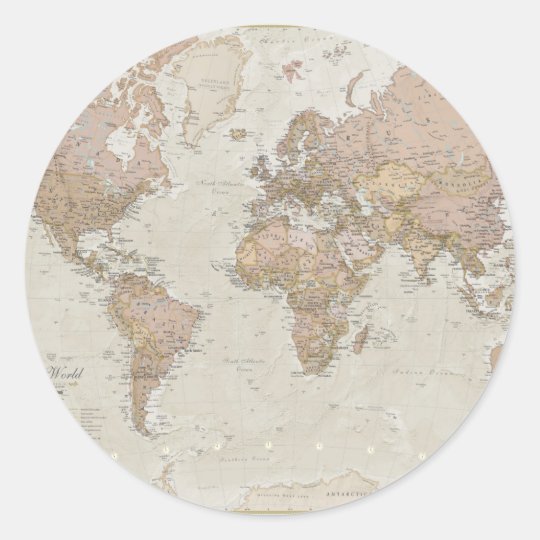 Antique World Map Classic Round Sticker | Zazzle.com