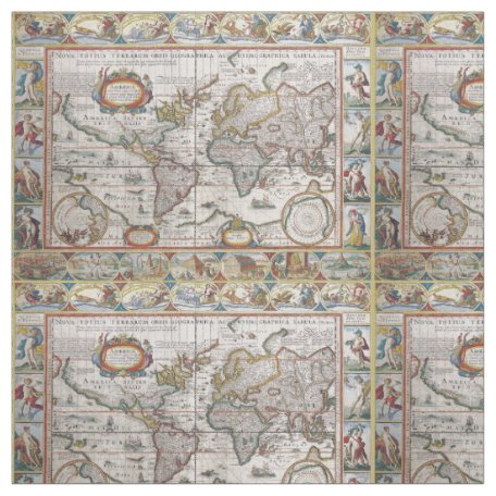Antique World Map Fabric | Zazzle.com
