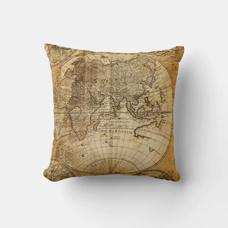 Antique World Map Custom Pillow | Zazzle
