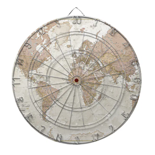 Antique World Map Dartboard With Darts | Zazzle