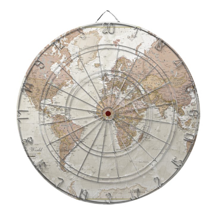 Antique World Map Dartboard With Darts | Zazzle
