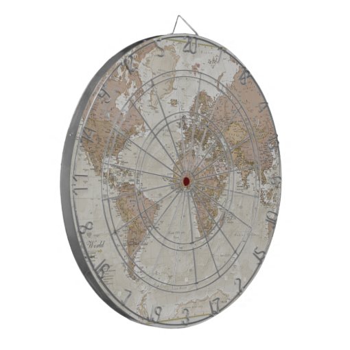 Antique World Map Dartboard With Darts | Zazzle