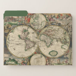 Antique World Map File Folder | Zazzle