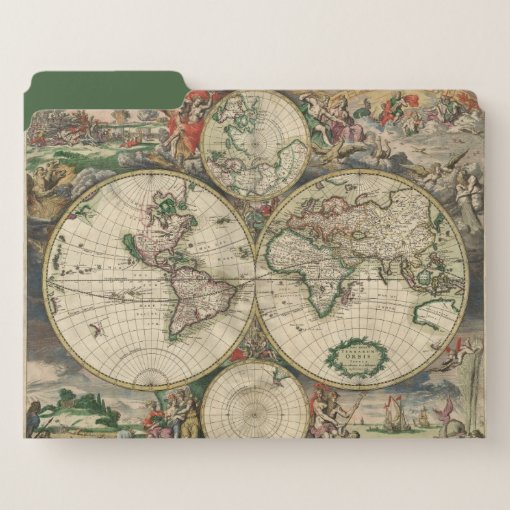 Antique World Map File Folder | Zazzle