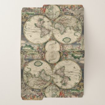 Antique World Map File Folder | Zazzle