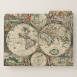 Antique World Map File Folder | Zazzle