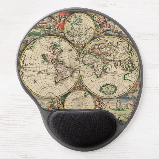 Antique World Map Gel Mouse Pad | Zazzle