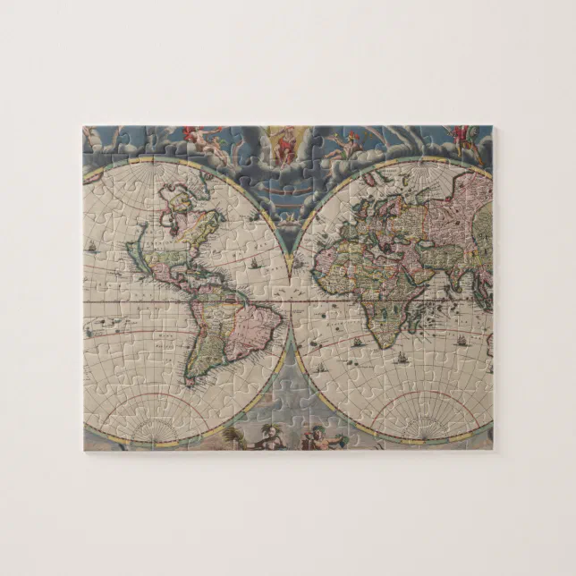 Antique World Map: Historical Cartography Art Jigsaw Puzzle | Zazzle