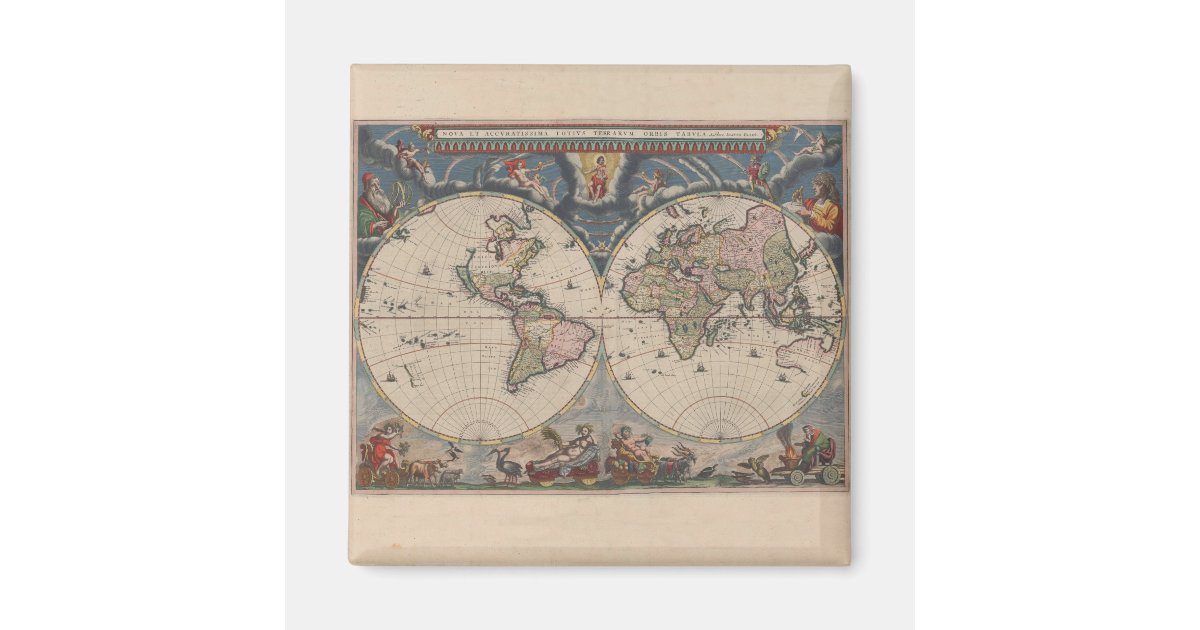 Antique World Map: Historical Cartography Art Magnet | Zazzle