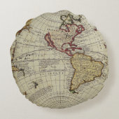 Antique world map in hemispheres round pillow | Zazzle