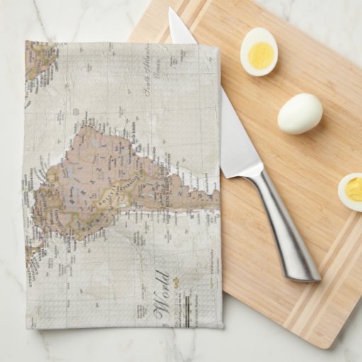 Antique World Map Kitchen Towel | Zazzle