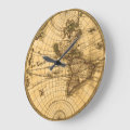 Antique World Map Large Clock | Zazzle