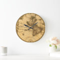 Antique World Map Large Clock | Zazzle