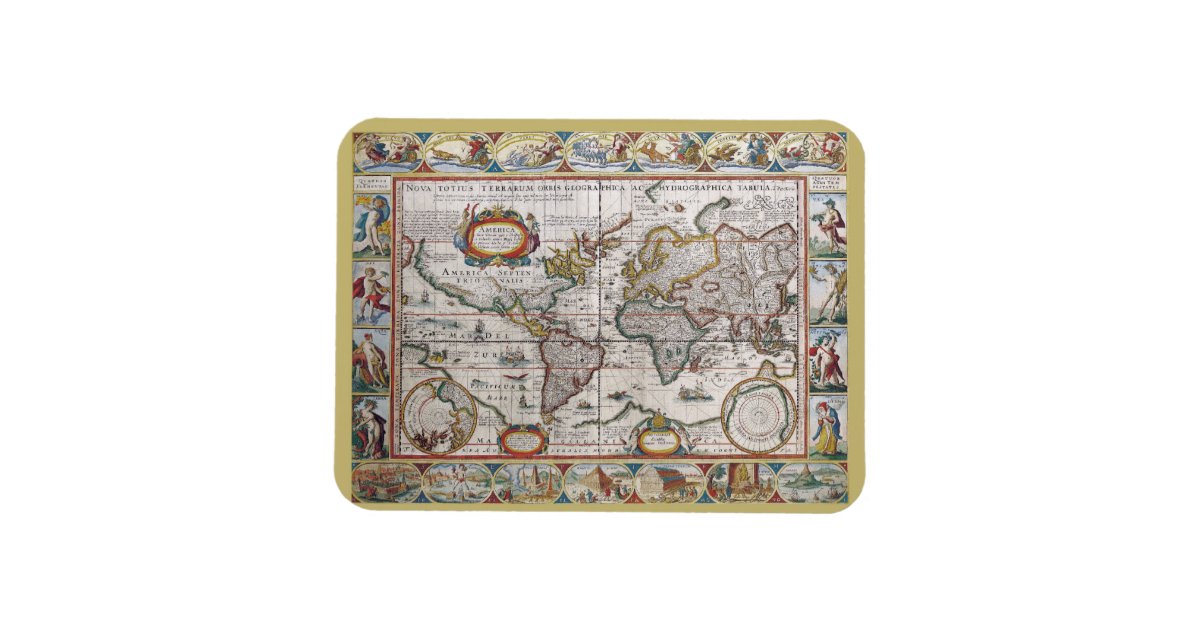 Antique World Map magnet | Zazzle