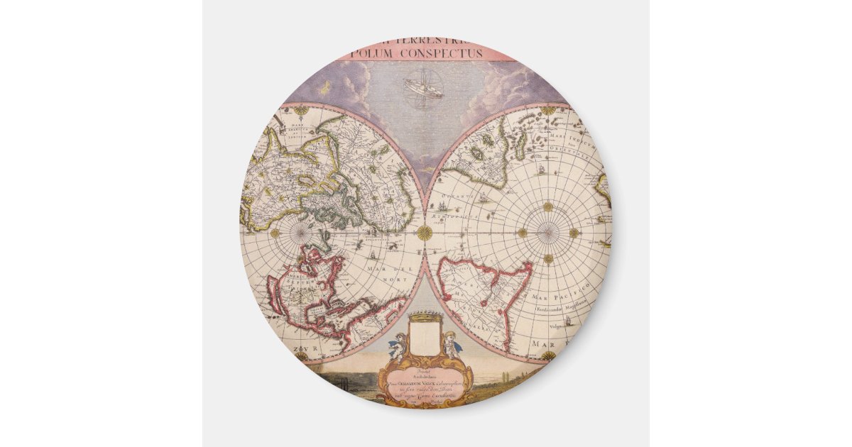 Antique World Map Magnet | Zazzle
