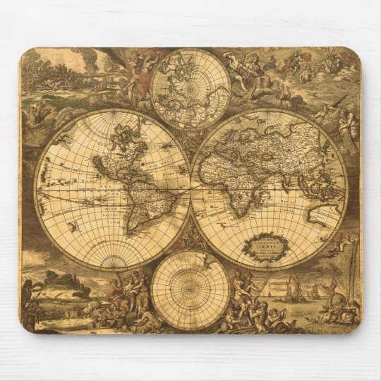 Antique World Map Mouse Pad | Zazzle.com