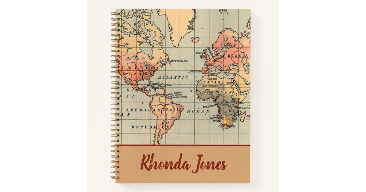 Antique World Map Notebook | Zazzle