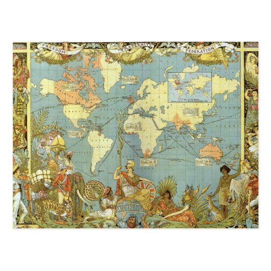 Antique World Map of the British Empire, 1886 Postcard | Zazzle.com