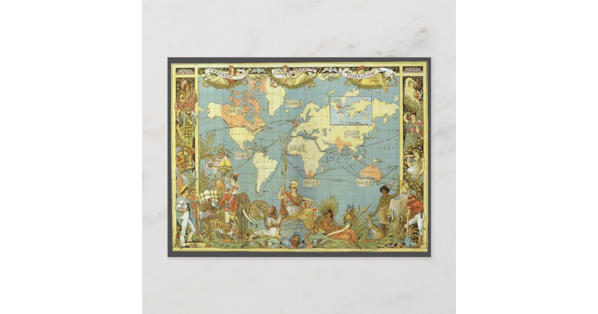 Antique World Map of the British Empire, 1886 Postcard | Zazzle