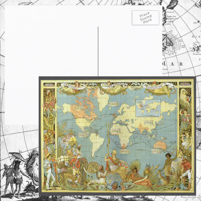 Antique World Map of the British Empire, 1886 Postcard | Zazzle