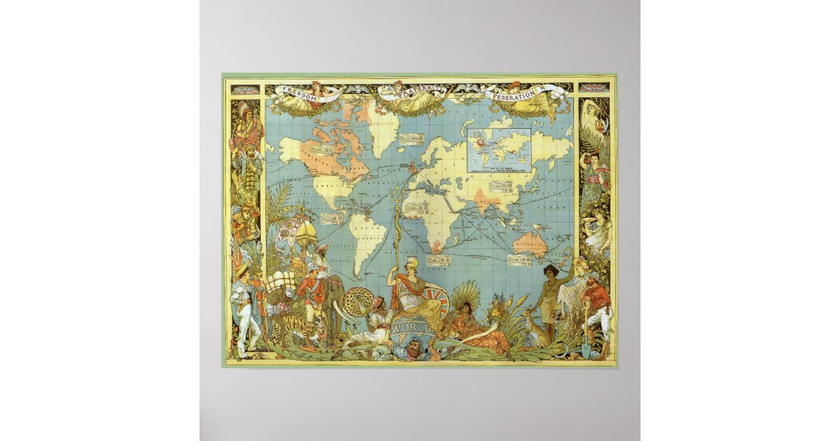 Antique World Map of the British Empire, 1886 Poster | Zazzle