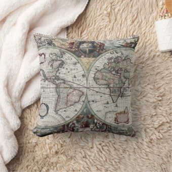 Antique World Map Pillow | Zazzle