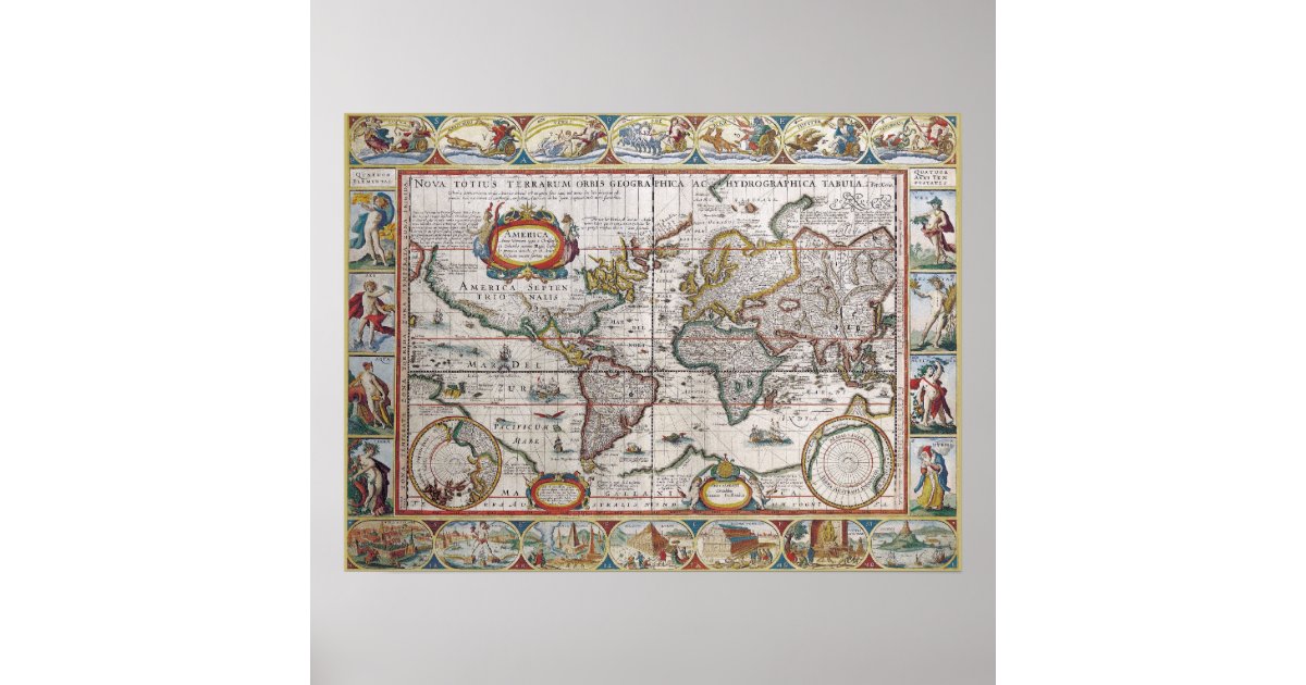 Antique World Map poster | Zazzle