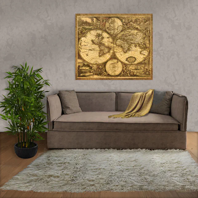 Antique World Map Poster | Zazzle