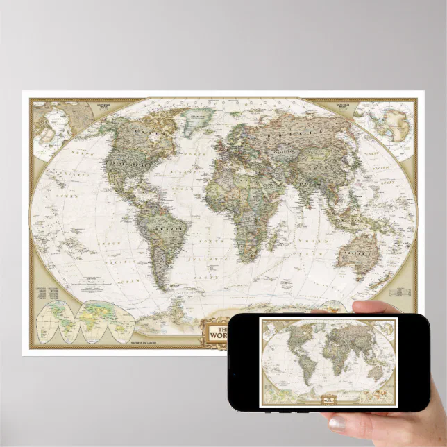 Antique World map poster print | Zazzle