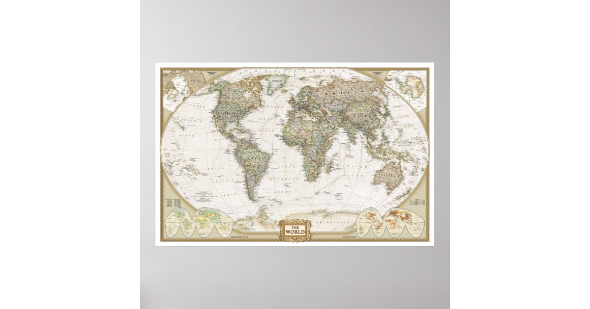 Antique World map poster print | Zazzle