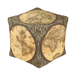 Antique World Map Pouf | Zazzle
