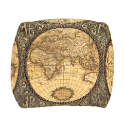 Antique World Map Pouf | Zazzle