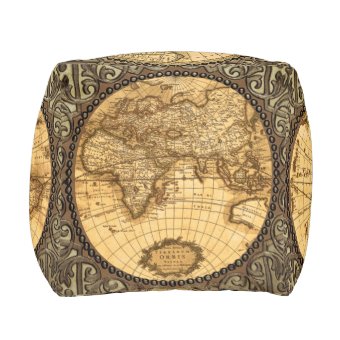 Antique World Map Pouf | Zazzle