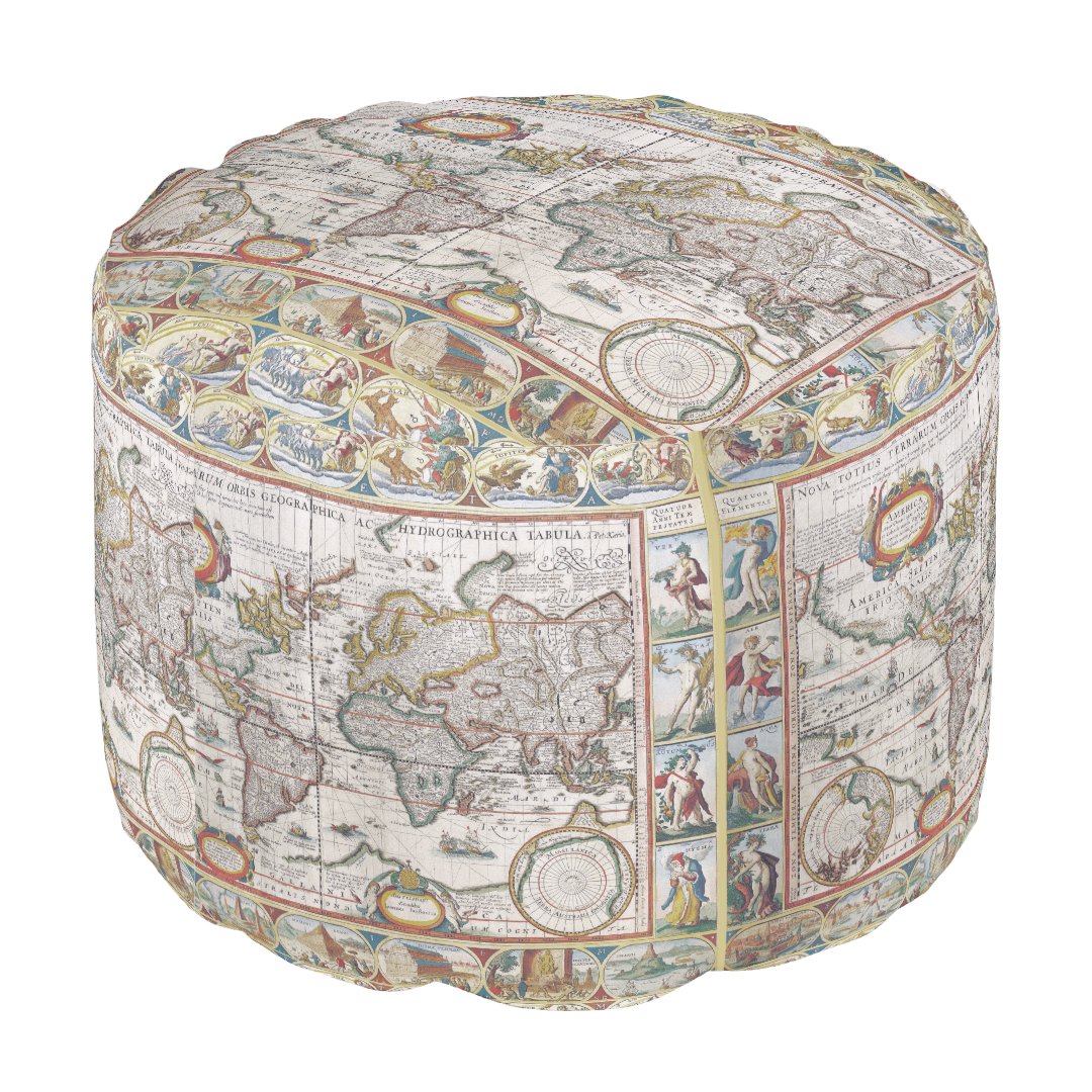 Antique World Map pouf | Zazzle