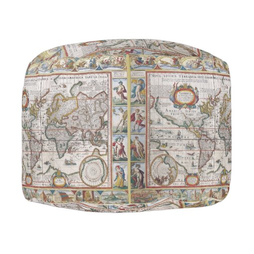 Antique World Map pouf | Zazzle