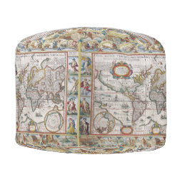 Antique World Map pouf | Zazzle