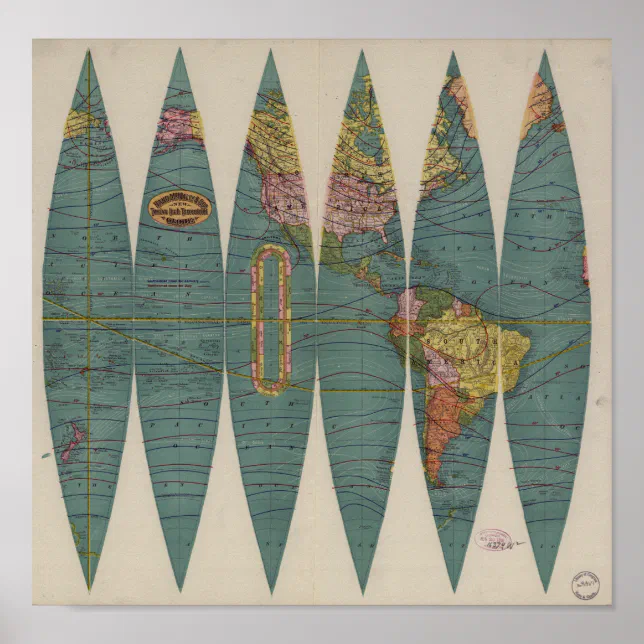 Antique World Map Rand McNally 1891 Poster | Zazzle