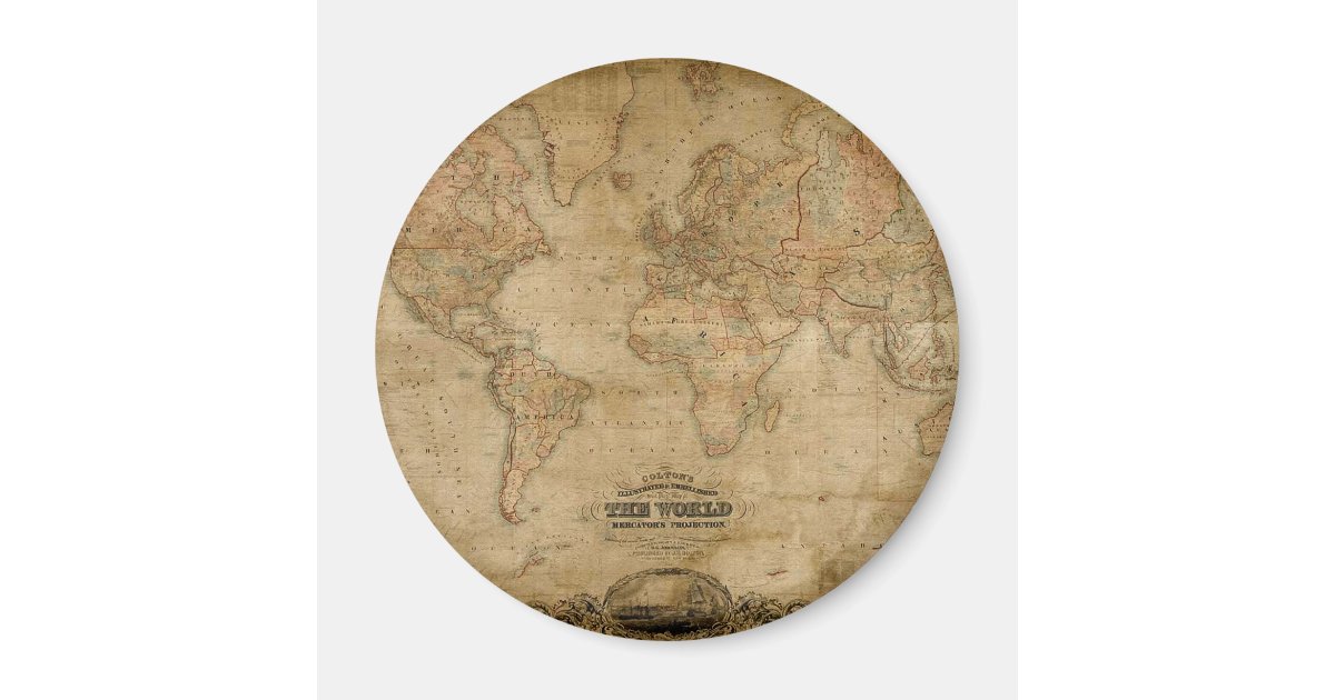 Antique World Map Series Magnet | Zazzle