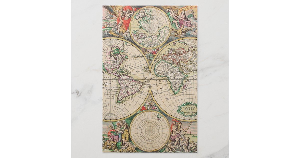 Antique World Map Stationery | Zazzle