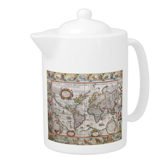 Antique World Map teapot | Zazzle