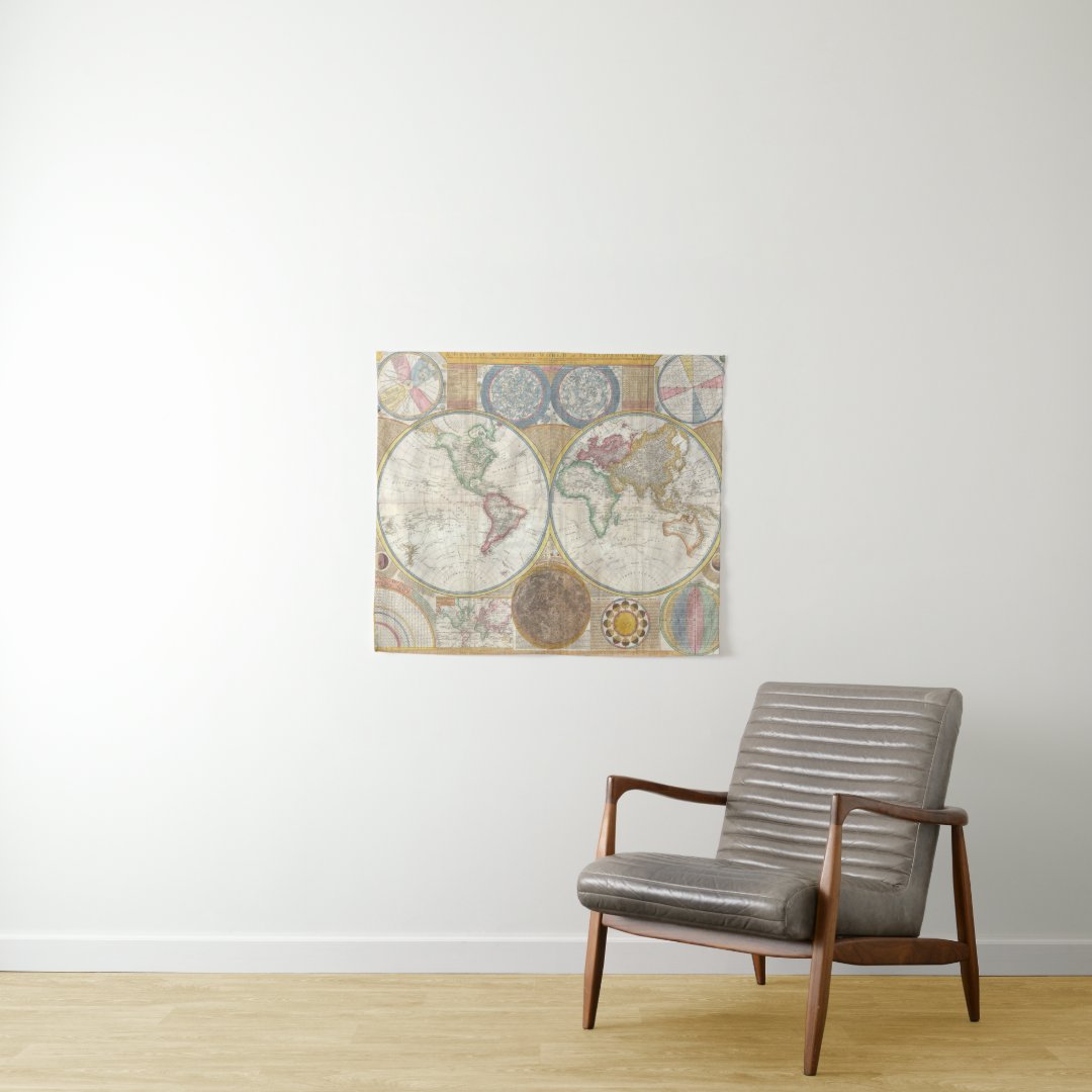 Antique World Map - Vintage Old Tapestry | Zazzle