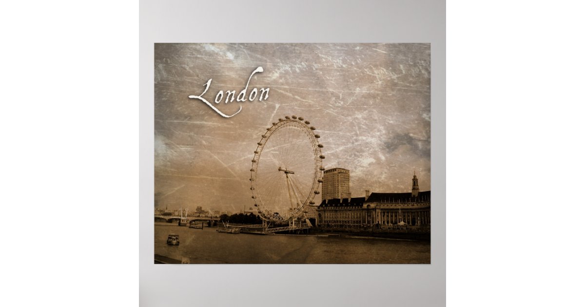 Antiqued London Eye Poster | Zazzle