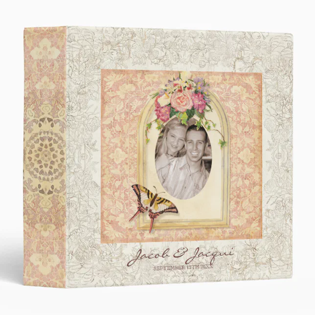 Antiqued Victorian Rose Wedding Scrapbook Binder | Zazzle